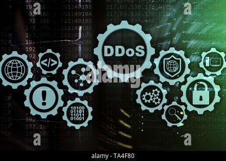 DDOS attack, cyber protection. virus detect. Internet and technology ...