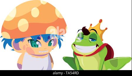 toad prince and fungu elf fairytale character vector illustration ...