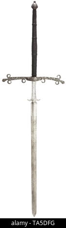 A German two-handed sword, circa 1580. Massive, slightly ridged blade ...