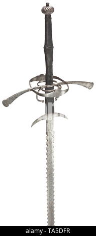 A South German two-handed flamberge, circa 1580 Sturdy blade with waved ...