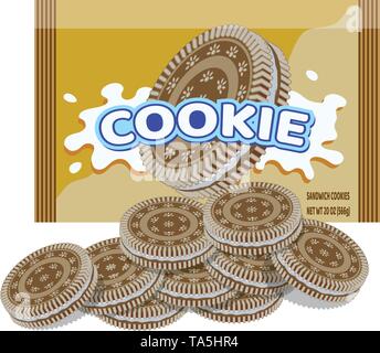 vector oreo cookie package and group of oreo cookies isolated on white ...