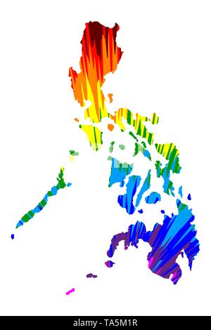 Outline map of Philippines with blue-purple gradient Stock Vector Image ...