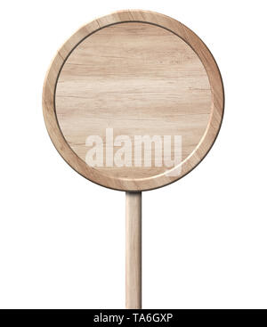 Rounded wooden sign board or plate made of natural wood and with bright ...