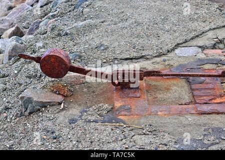 Old rusty weathered railroads right at the baltic sea coast Stock Photo ...