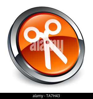 Scissors icon isolated on 3d yellow round button abstract illustration ...