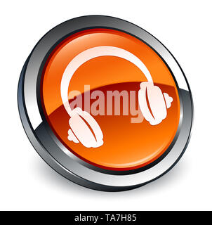 Headphone icon isolated on 3d green round button abstract illustration ...