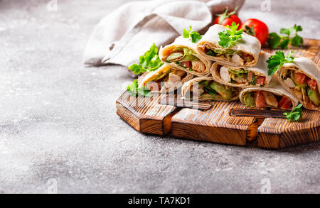 Lavash rolls with chicken and vegetables Stock Photo - Alamy