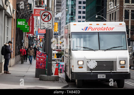 Purolator delivery truck. Purolator is a Canadian courier company Stock ...