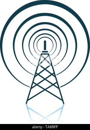 Radio Antenna Icon. Shadow Reflection Design. Vector Illustration Stock ...