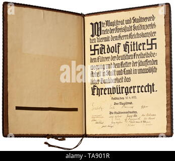 Adolf Hitler - a certificate of honorary citizenship awarded by the ...