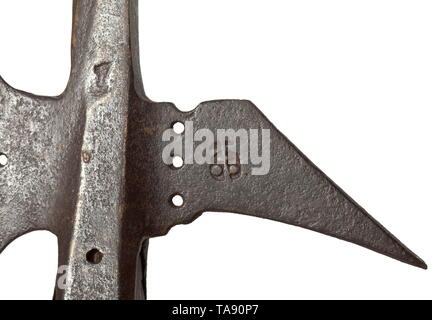 A South German/Austrian halberd, circa 1600 Long square tip, the blade ...