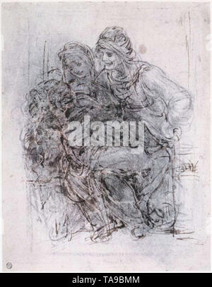 Leonardo Da Vinci - Study Saint Anne Mary Christ Child Young Saint John ...
