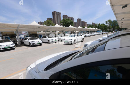 Zhengzhou, CHINA-The biggest station of shared car charging piles opens ...