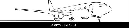 Passenger airplane Travel jet. Continuous one line drawing Stock Vector ...