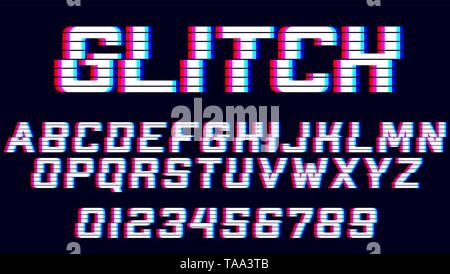 Futuristic digital distortion stylized alphabet, glitch font with ...