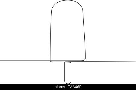 Continuous line drawing. Ice lolly on a stick in glaze. Vector ...