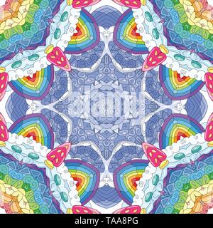 Decorative square seamless ornaments. Unusual flower shape. Oriental ...