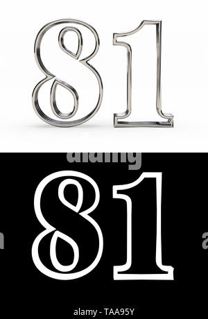 Number 81 eighty one of silver inflatable balloons isolated on white ...