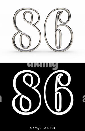 Silver number eighty-six years (number 86 years) with shadow, front ...