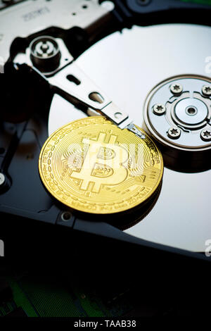 Bitcoin on a hard drive Stock Photo - Alamy