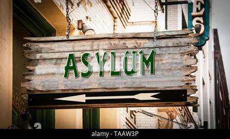 Street Sign the Direction Way to Asylum Stock Photo - Alamy