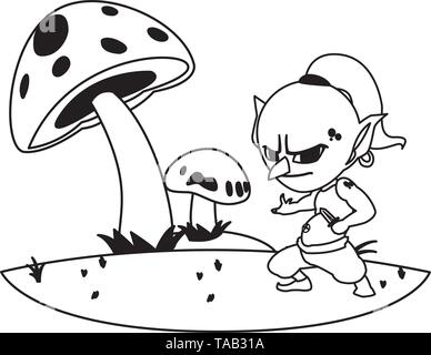 ugly troll in the camp magic character vector illustration design Stock ...