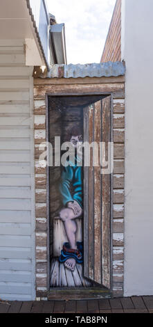 Narrow space between two buildings as seen from The High Line, New York ...