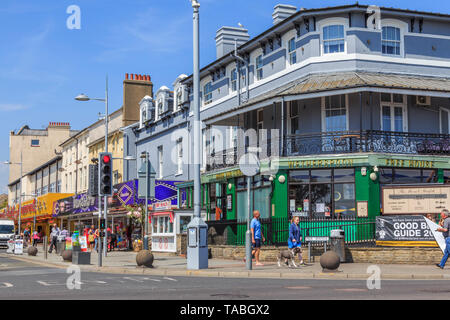 seaside town centre shops of clacton-on-sea, essex, england, uk, gb ...