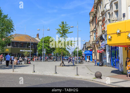 seaside town centre shops of clacton-on-sea, essex, england, uk, gb ...