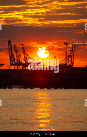 Sunset over Tilbury from Gravesend Kent Stock Photo - Alamy