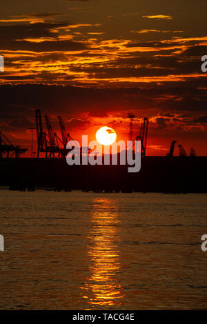 Sunset over Tilbury from Gravesend Kent Stock Photo - Alamy