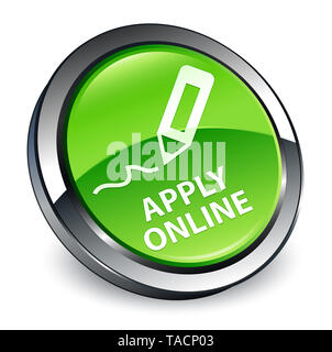 Apply online (edit pen icon) isolated on 3d yellow round button ...