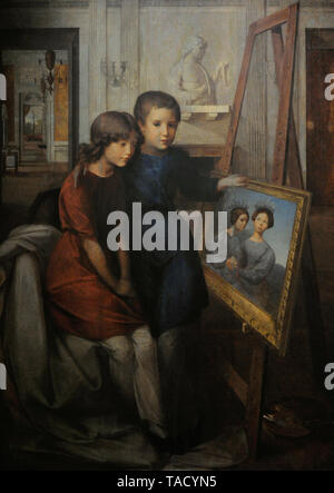 Portrait of Alfred and Adam Potocki. 1832 by Wojciech Stattler Stock ...