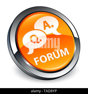 Forum (question answer bubble icon) isolated on 3d yellow round button ...