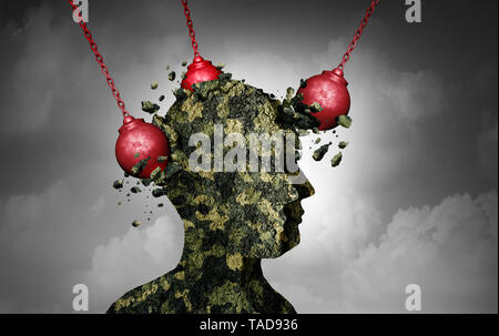 Soldier suffering with Post Traumatic Stress Disorder on the Stock ...