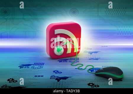 computer mouse with RSS icon Stock Photo - Alamy