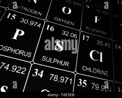 Sulphur on the periodic table of the elements Stock Photo - Alamy