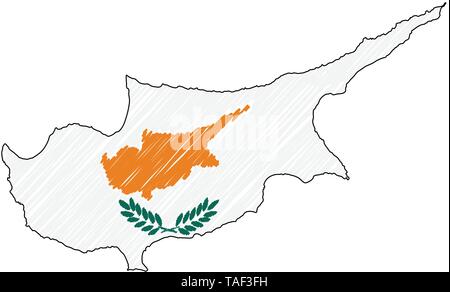 Scribble map of Cyprus. Sketch Country map for infographic, brochures ...
