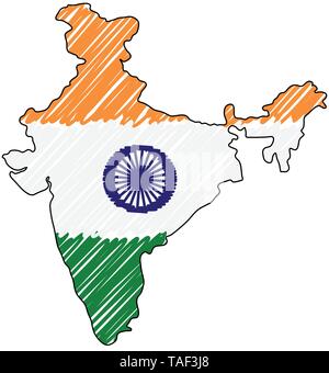India map vector illustration, scribble sketch Republic of India Stock ...