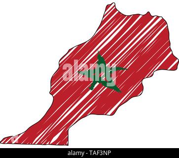Morocco map vector illustration, scribble sketch Kingdom of Morocco ...