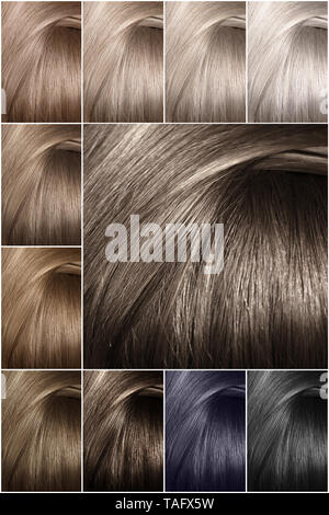 Set of different natural hair color samples Stock Photo - Alamy