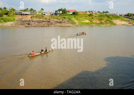 Riverside community on the Ucayali River seen during the Iquitos ...