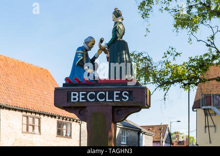 Sign for the town of Beccles, Suffolk, England UK Stock Photo - Alamy