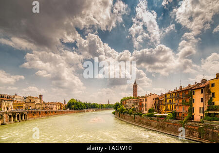 Astonishing view of the waters of the Adige River running under the ...