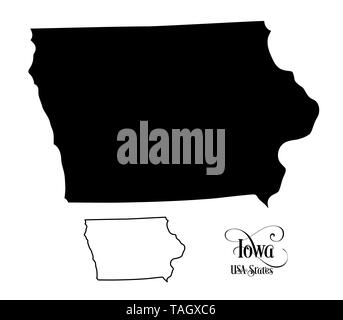 lowa map on white background. lowa state sign. Iowa outline symbol ...