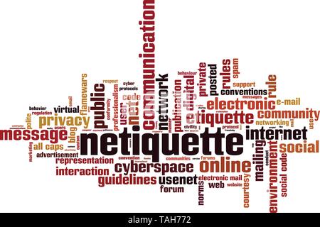 Netiquette word cloud concept. Collage made of words about netiquette ...