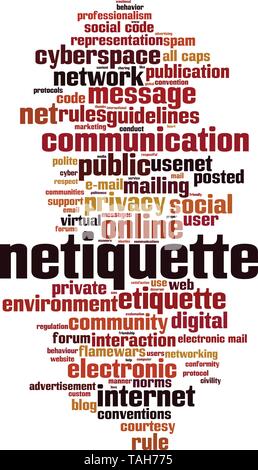 Netiquette word cloud concept. Collage made of words about netiquette ...