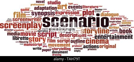 Scenario word cloud concept. Collage made of words about scenario ...