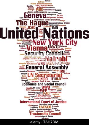 United Nations word cloud concept. Collage made of words about United ...