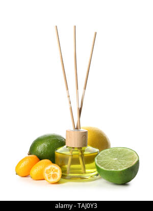 Citrus reed diffuser on white background Stock Photo - Alamy
